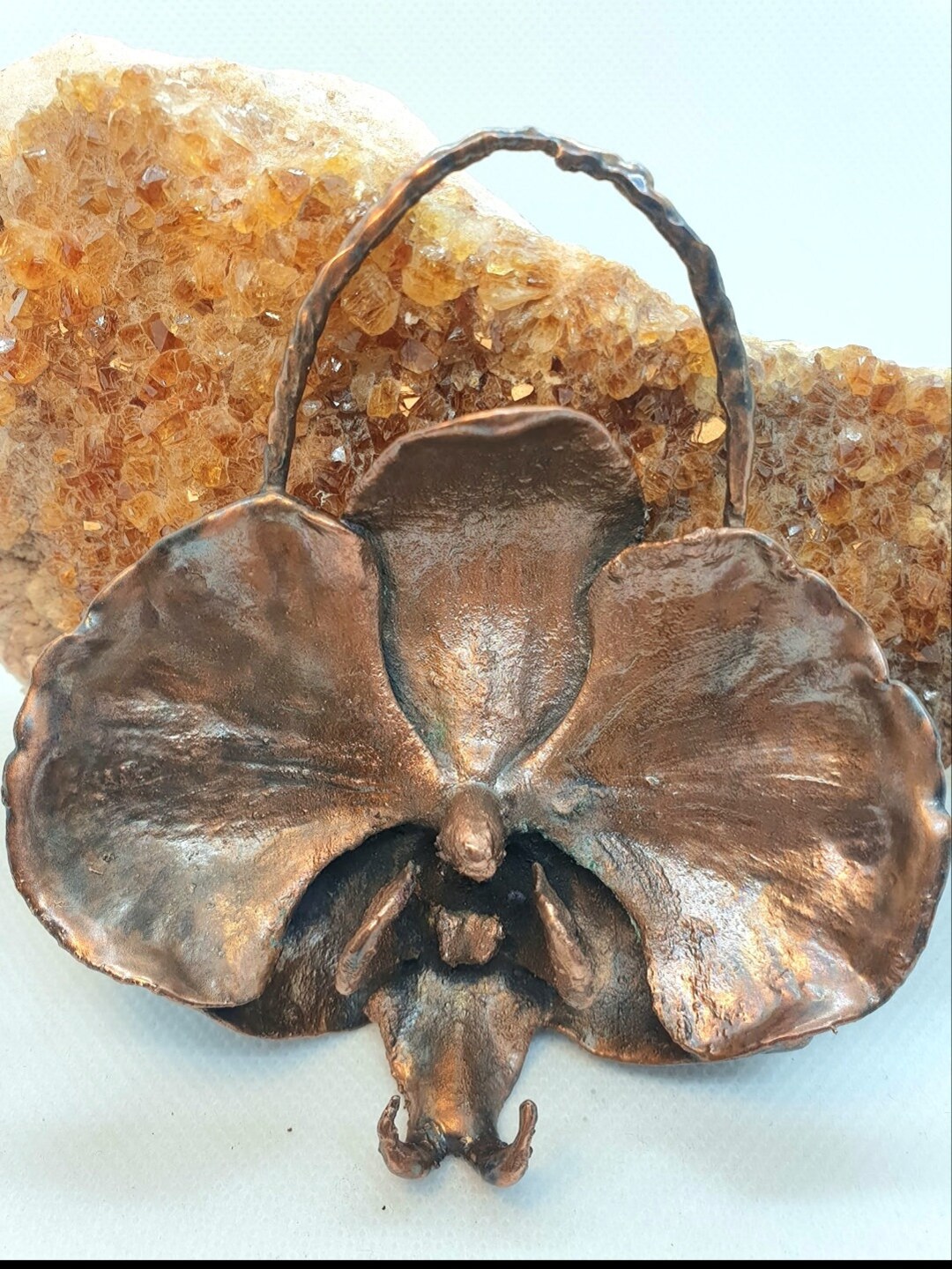Large Real Orchid Pendant, Electroformed Copper Pendant, Copper Flower ...
