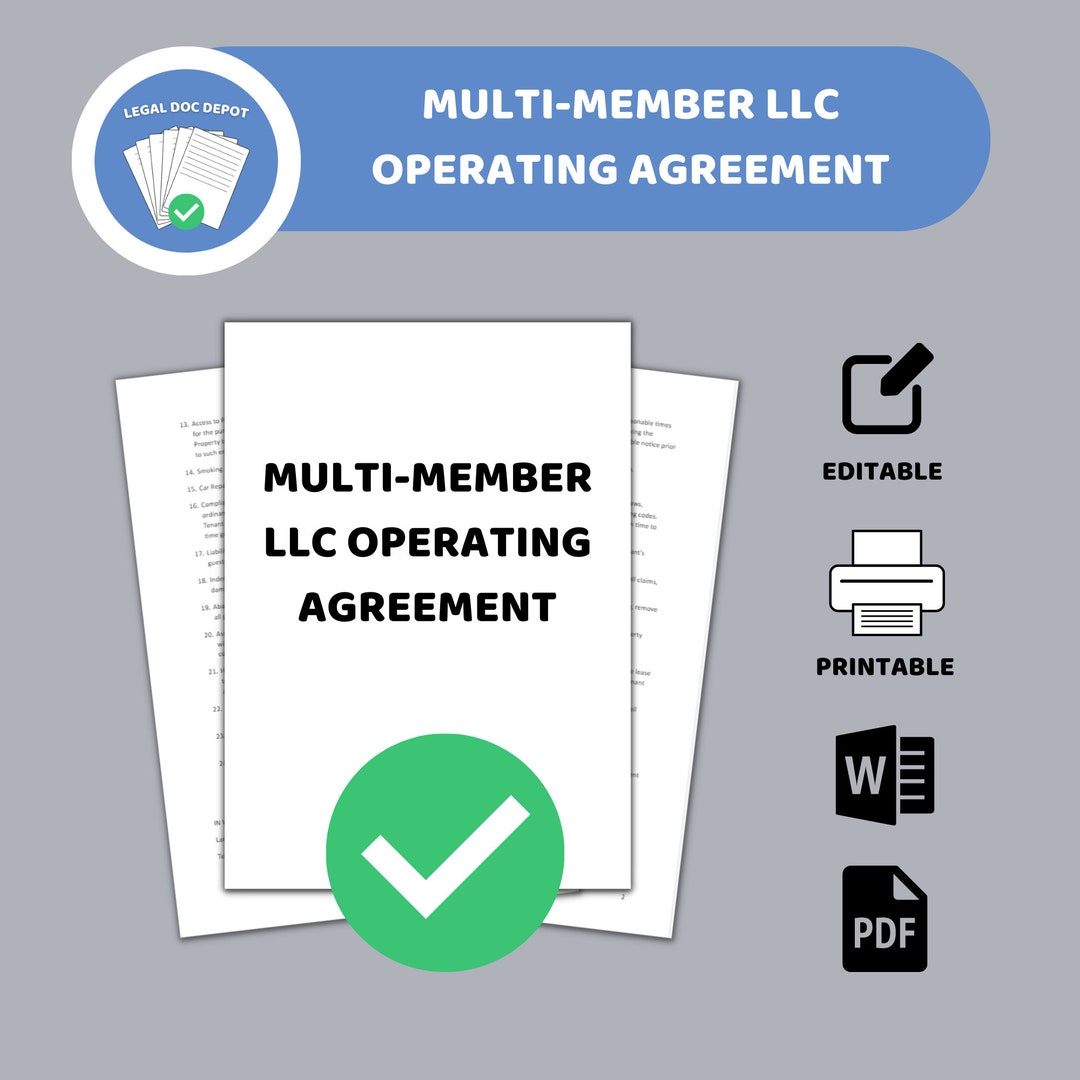 Multi-member LLC Operating Agreement Template / 2 Different Files / PDF ...