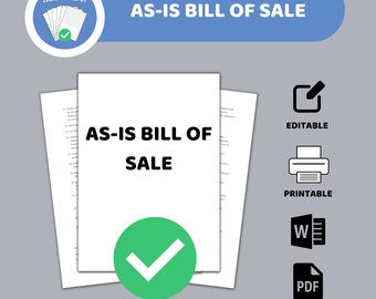 As is Bill of Sale - As-is Bill of Sale Form / Template - Etsy