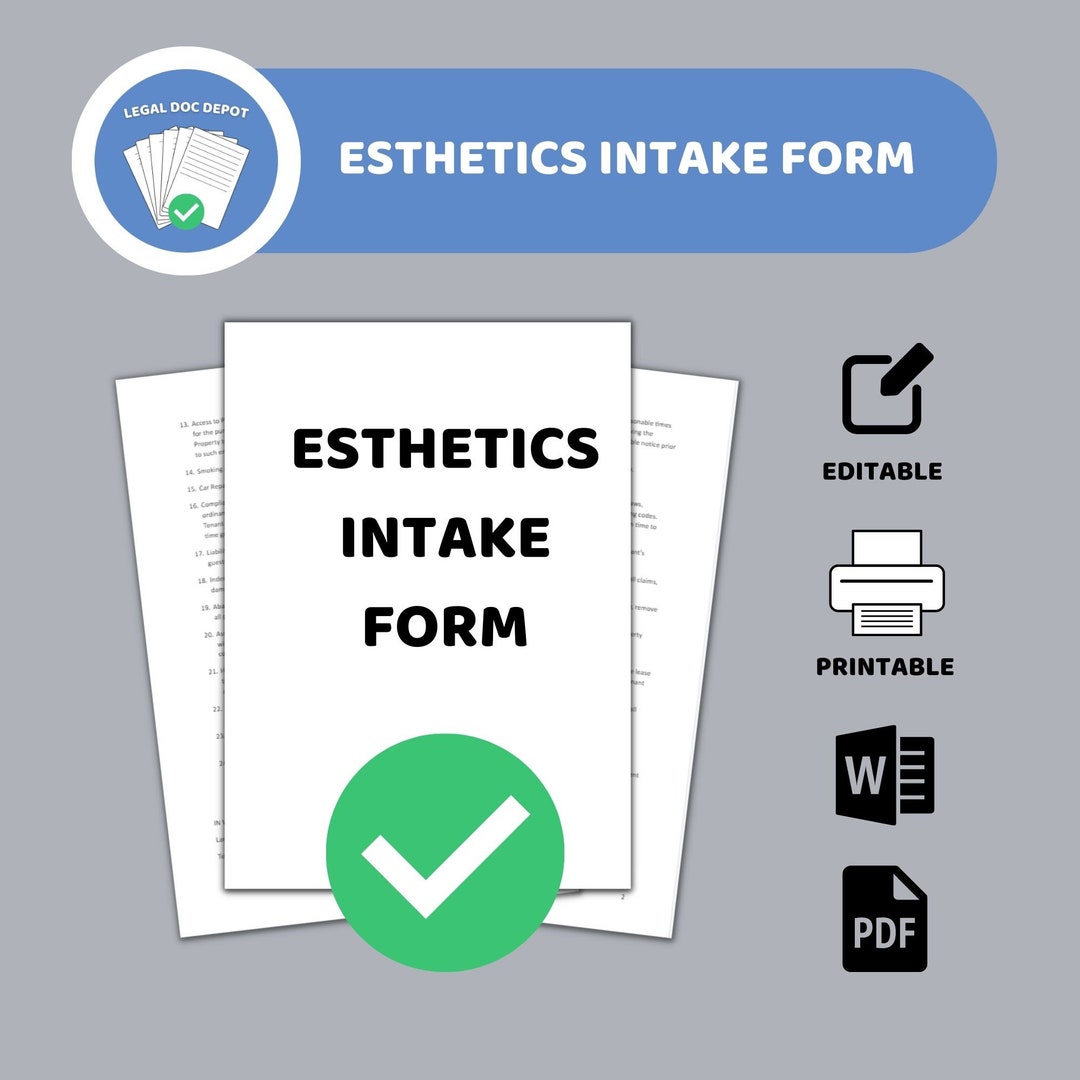 Esthetician Intake Form / Esthetician Intake / Editable in Word ...