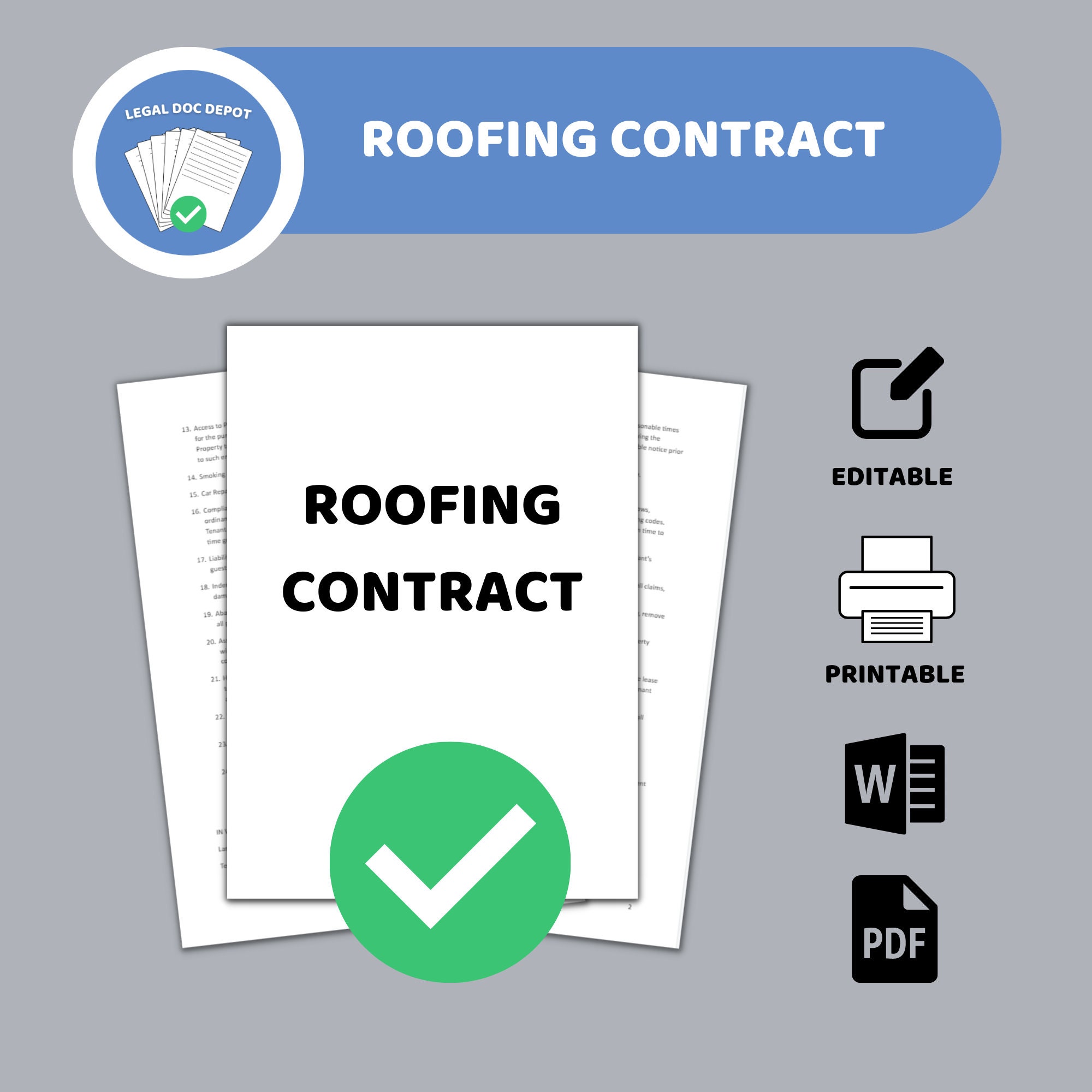 Roofing Contract Template / Residential Roofing / Roofing Agreement ...