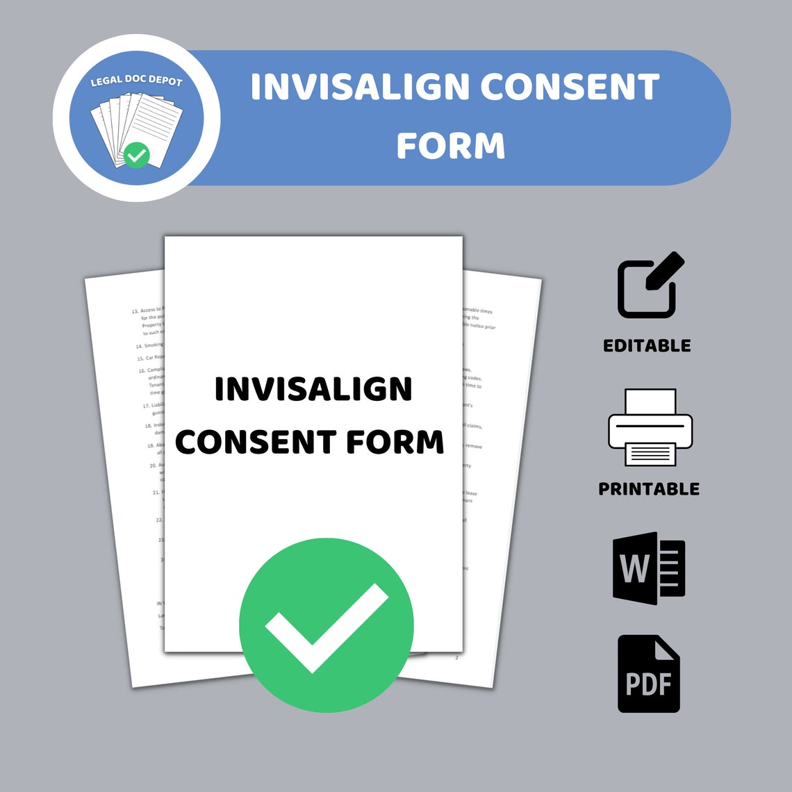 Invisalign Consent Form / PDF Form, Word Document / Consent Form for ...