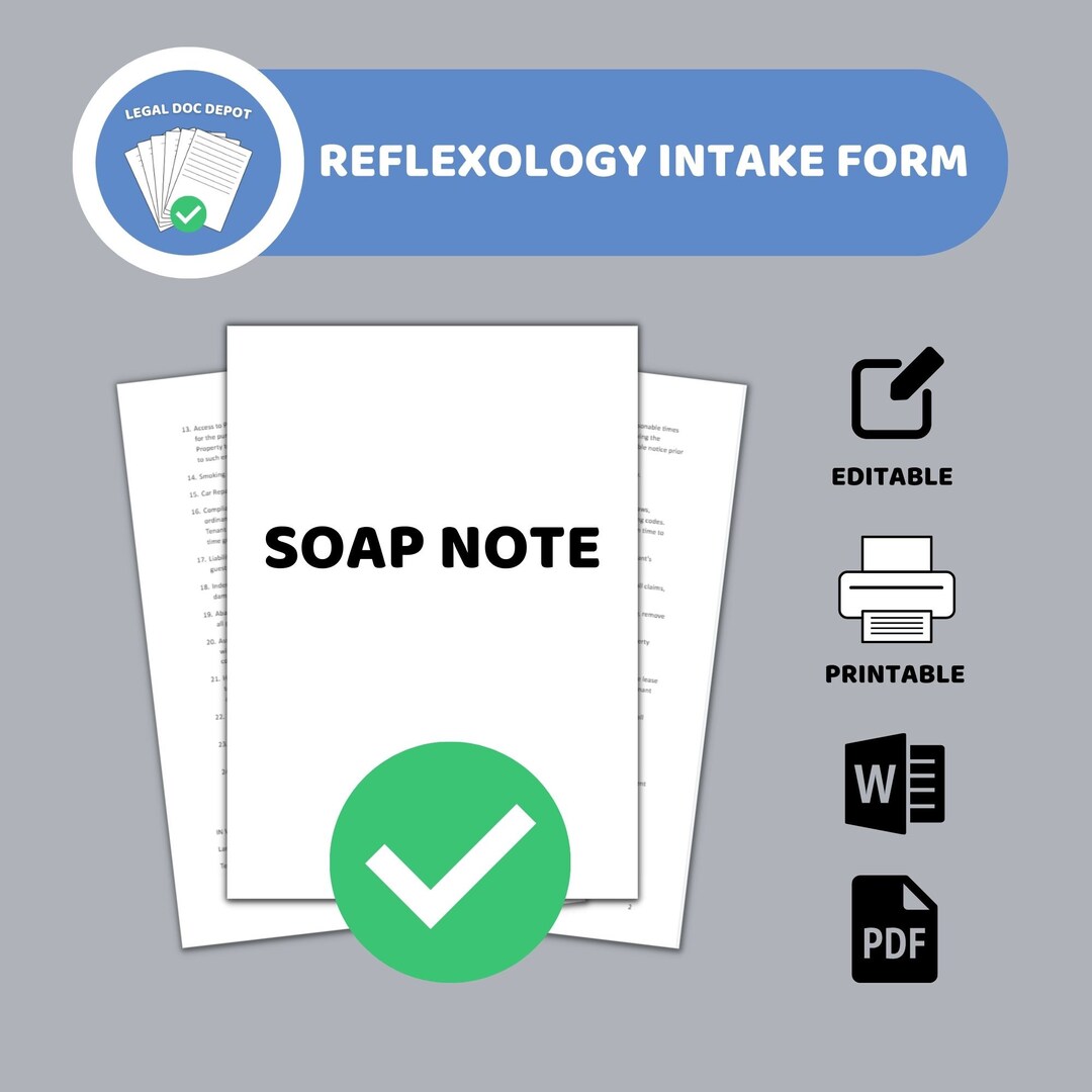 SOAP Note Template Simple and Detailed / 2 Different Files / Reflexology Soap Note / Editable in ...