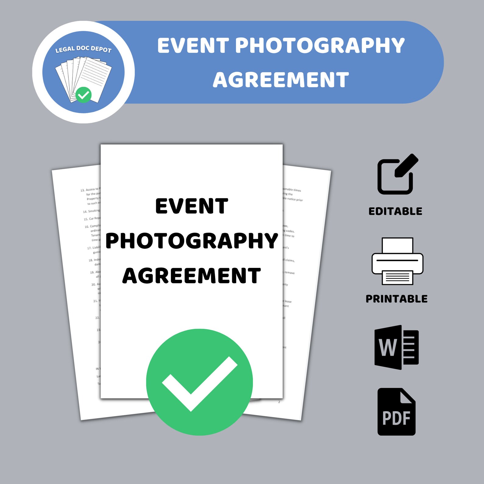 Event Photography Contract / Photography Service Contract Agreement ...