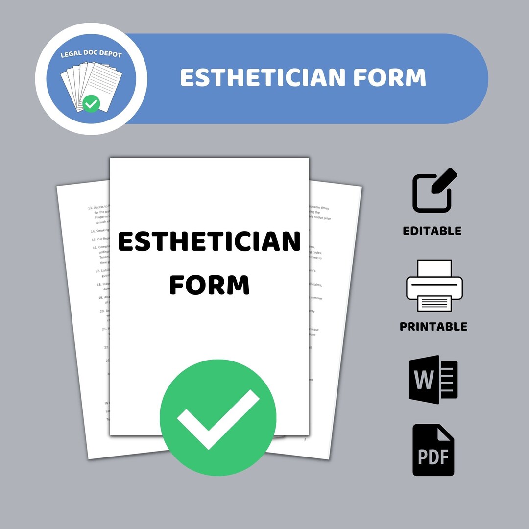 Esthetician Form / Esthetician Printable Form / 2 Different Files ...