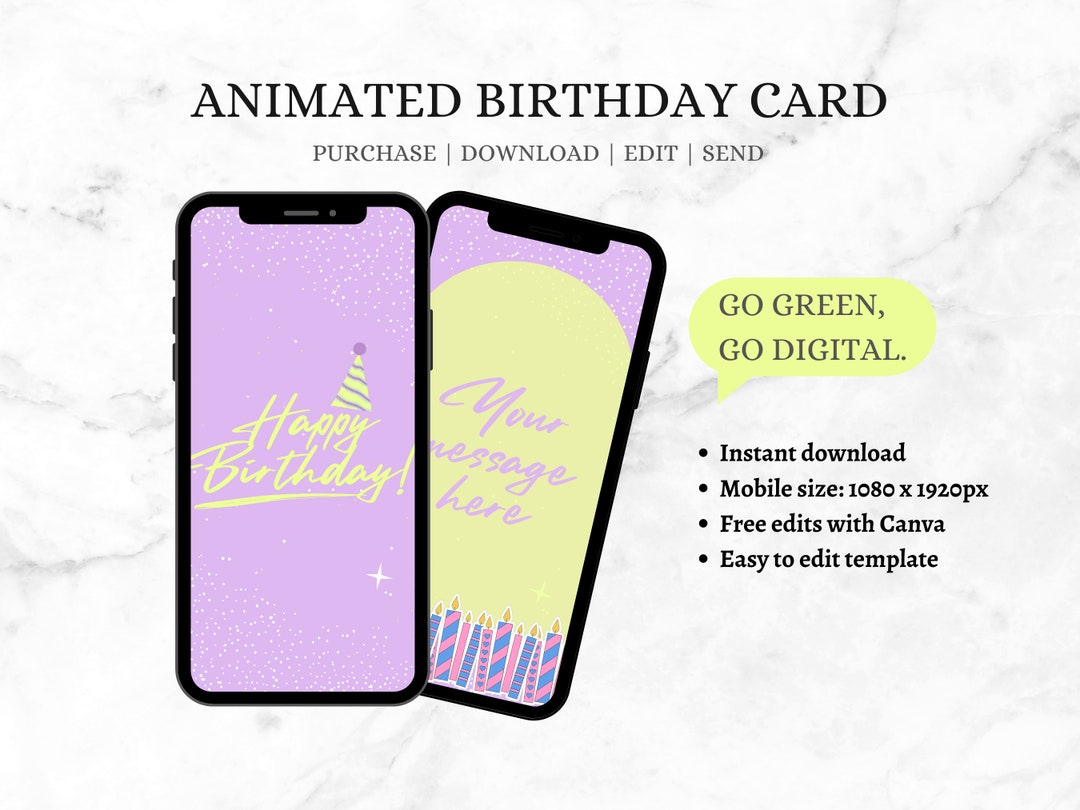 Ecard Birthday Card. Digital Birthday Card. Editable Birthday Ecard ...