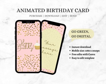 Electronic Birthday Card. Animated E Card. Cat Birthday E Card. Canva ...