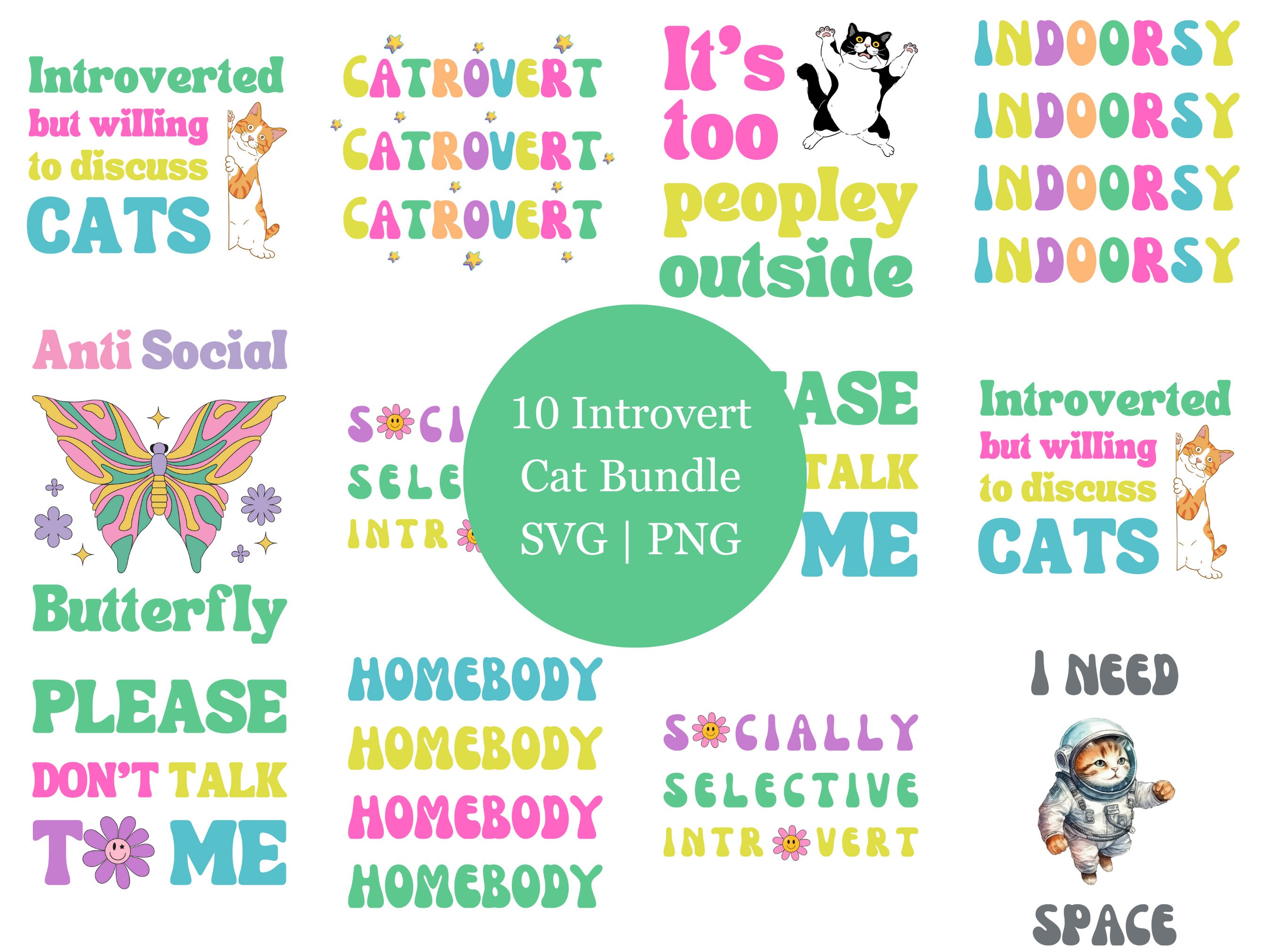 Introvert Cat Bundle SVG Cat SVG Introvert SVG Homebody - Etsy