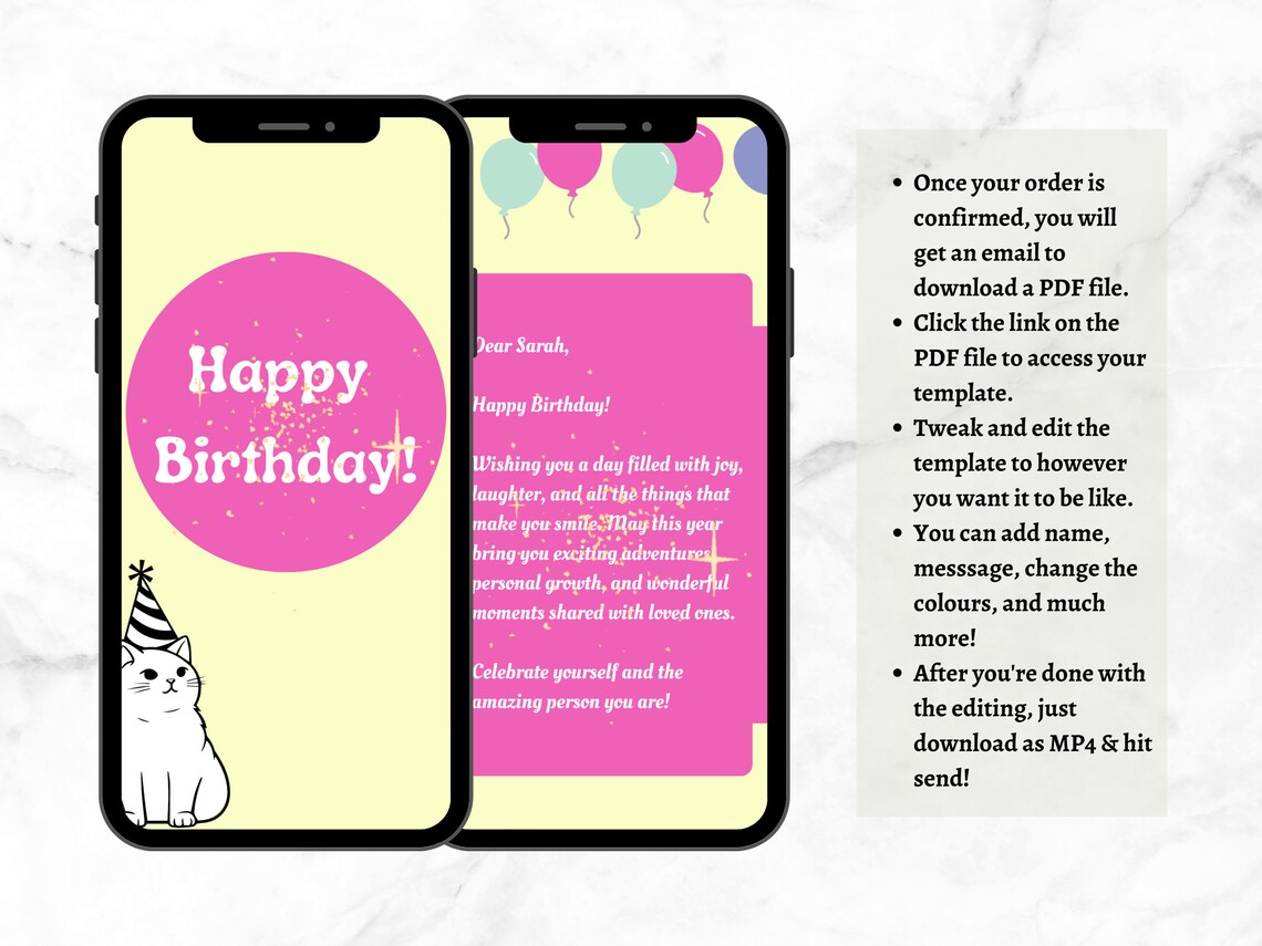 Electronic Birthday Card. Animated E Card. Cat Birthday E Card. Canva ...