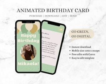 Electronic Birthday Card. Animated E Card. Cat Birthday E Card. Canva ...