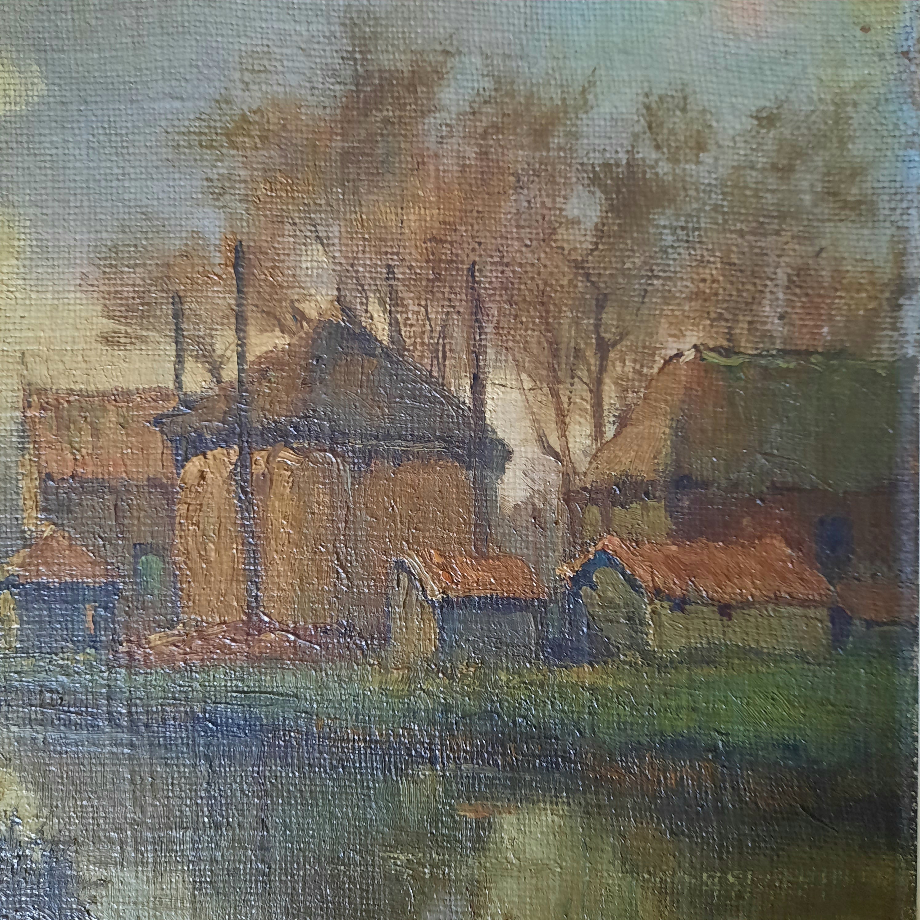 Beautiful Antique Oil on Canvas Dutch Impressionism Painting by Artist ...