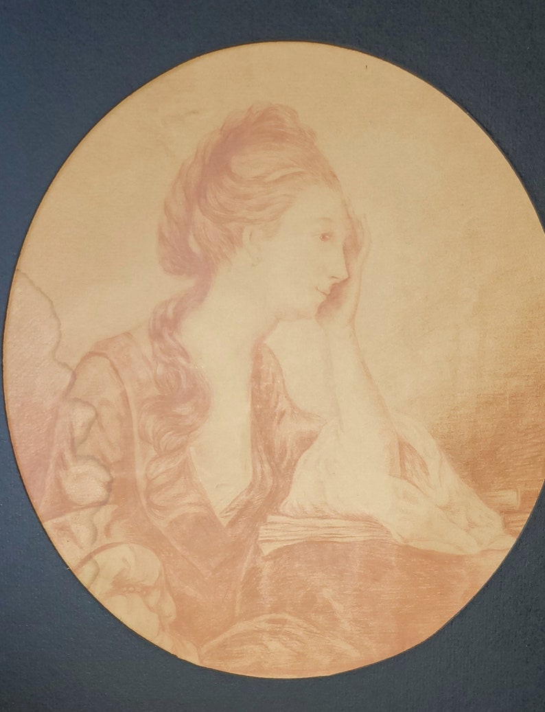 Antique 18th Century Sanguine Drawing 'mary Bertie, Duchess of Ancaster ...
