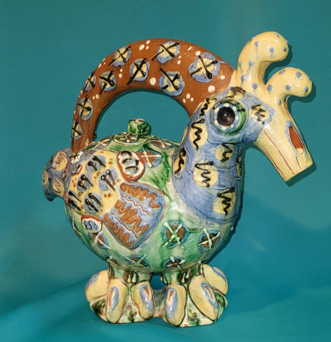 Amazing Vintage Studio Art Pottery 'chicken' Teapot by American Artist ...