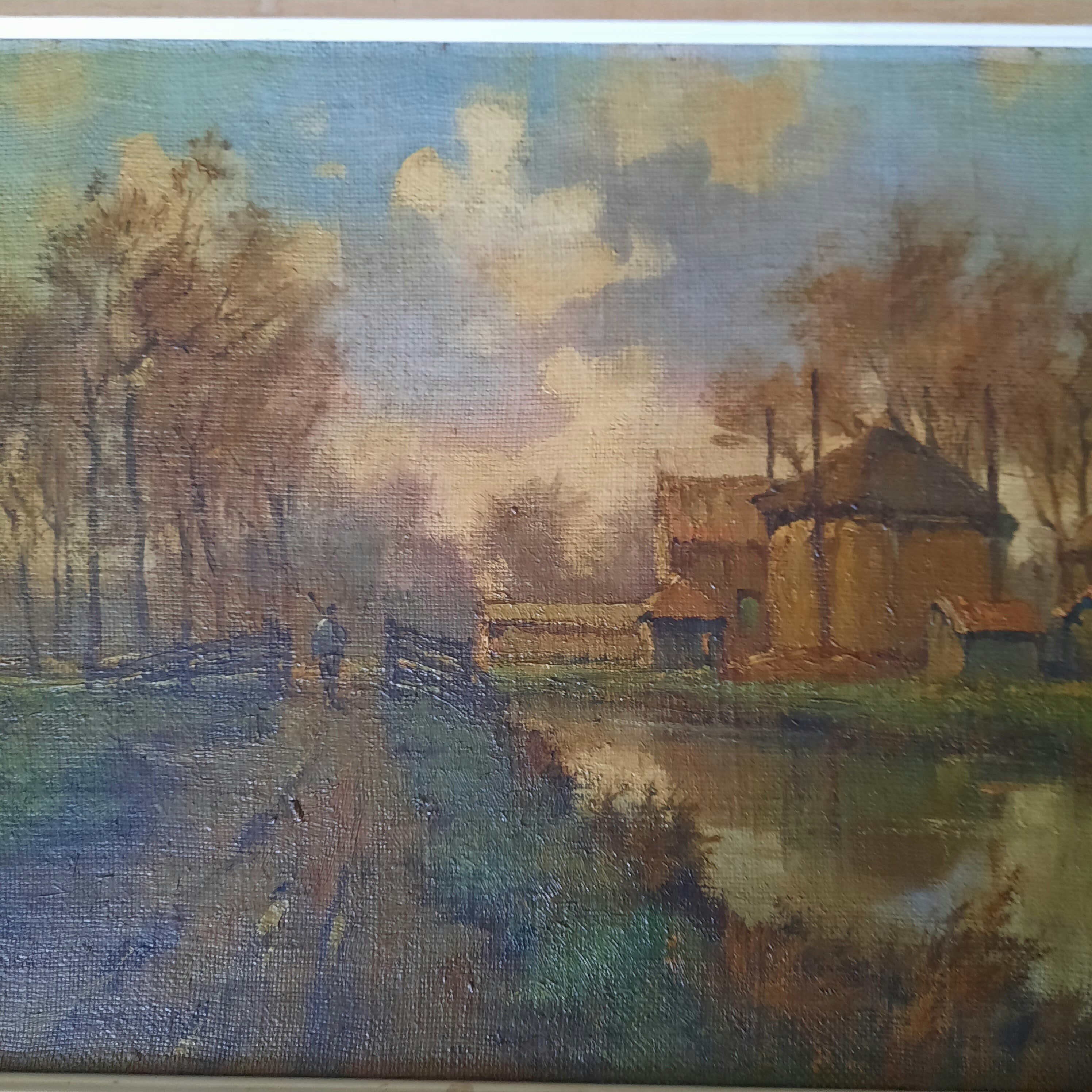 Beautiful Antique Oil on Canvas Dutch Impressionism Painting by Artist ...