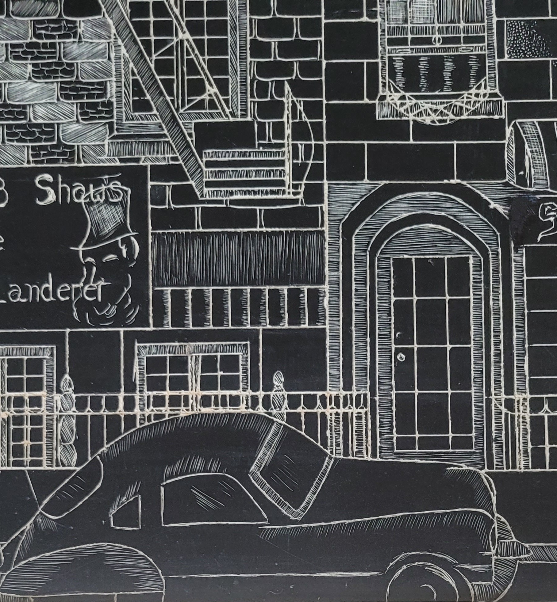 Very Cool Vintage 1960's Drawing on Scratchboard - Etsy