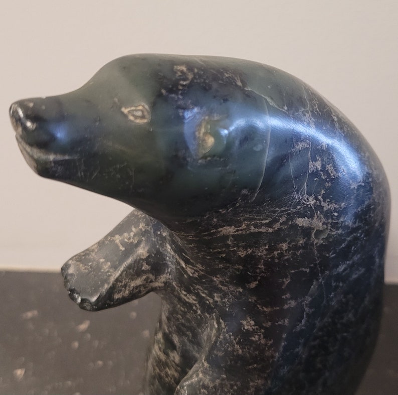 Beautiful Vintage Inuit Carved Soapstone Sculpture of a Sitting Bear by ...