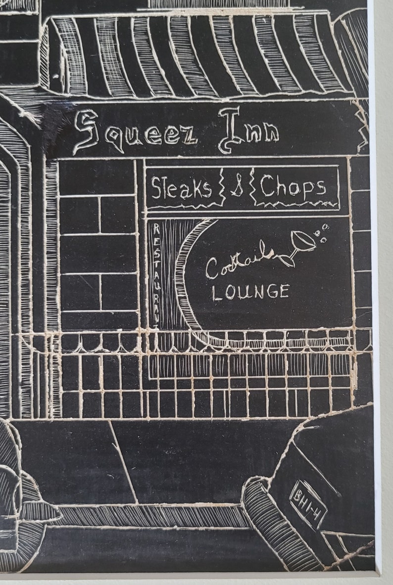 Very Cool Vintage 1960's Drawing on Scratchboard - Etsy