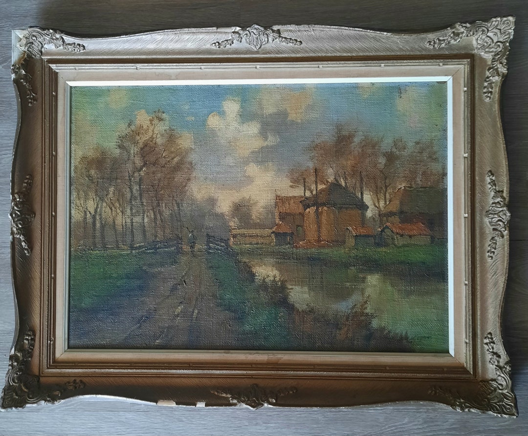 Beautiful Antique Oil on Canvas Dutch Impressionism Painting by Artist ...
