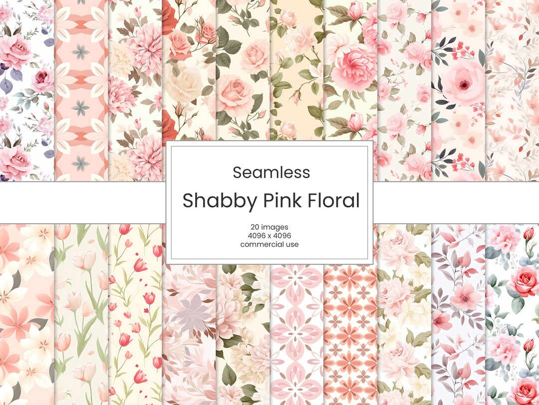 Shabby Pink Floral Digital Paper, Seamless Floral Patterns Rustic ...