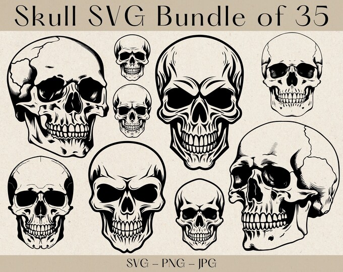 Skull Svg Bundle, Skull Png Files, Sugar Skulls Svg, Skull PNG Bundle ...