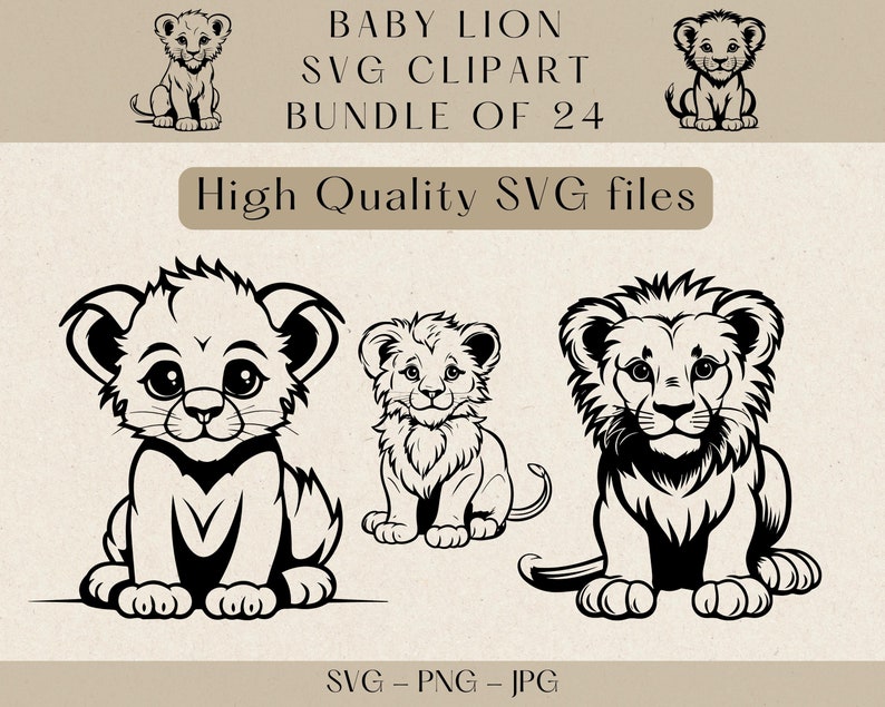 Baby Lion SVG, Baby Lion Clipart, Lion Svg, Lion Clipart, Doodle Animal ...