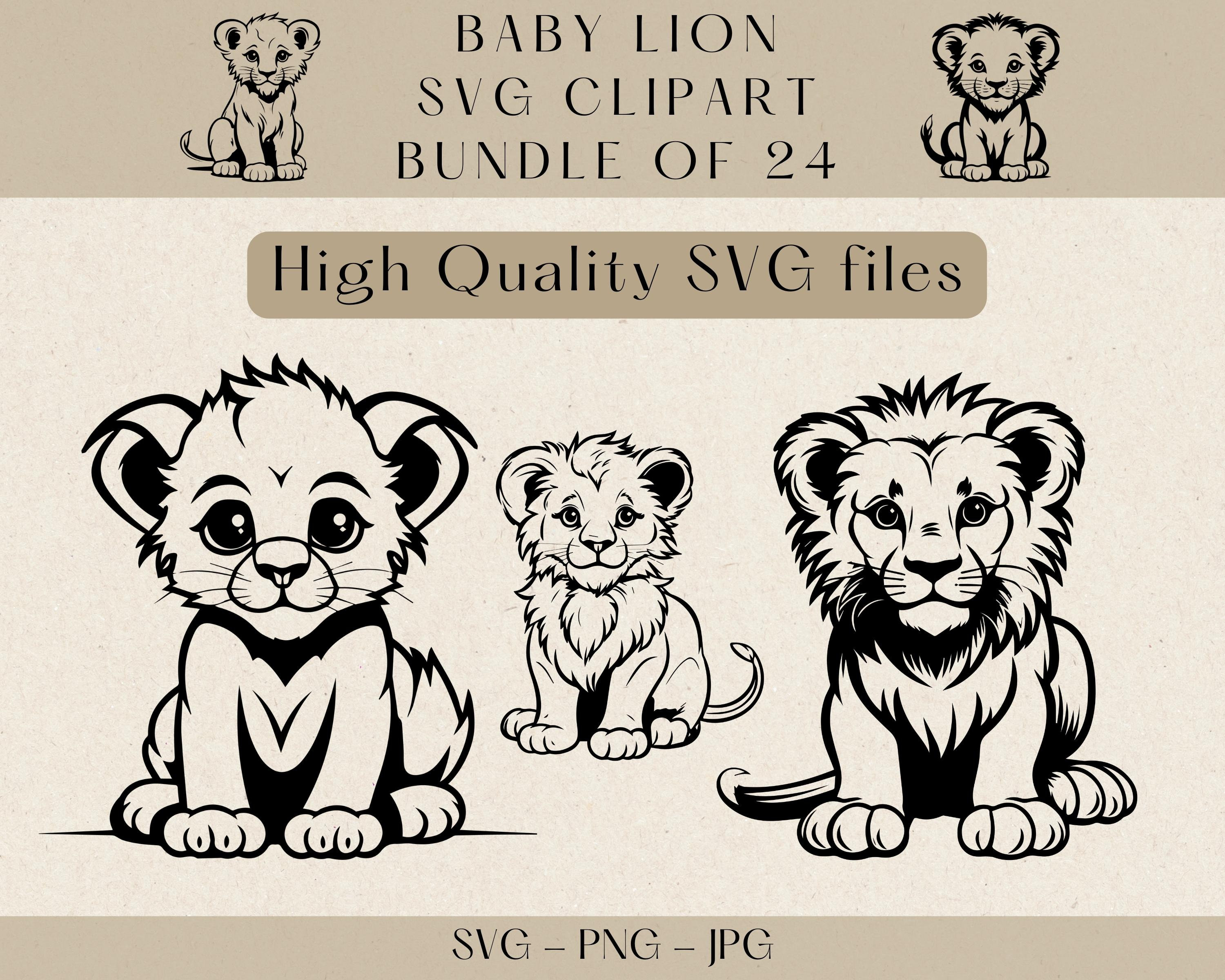 Bebé León SVG, Bebé León Clipart, León Svg, León Clipart, Doodle Animal ...