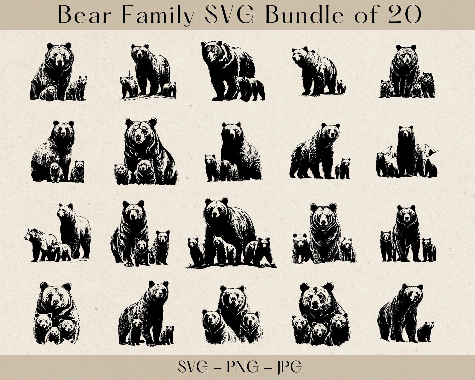 Bear Family SVG Bundle Bear Family SVG Bear Family Clipart - Etsy
