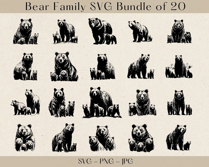 Bear Family SVG Bundle Bear Family SVG Bear Family Clipart - Etsy