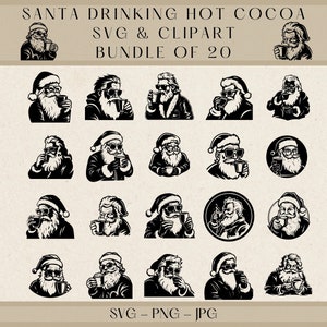 Santa Drinking Hot Cocoa Svg, Santa SVG, Santa PNG, Santa Clipart ...