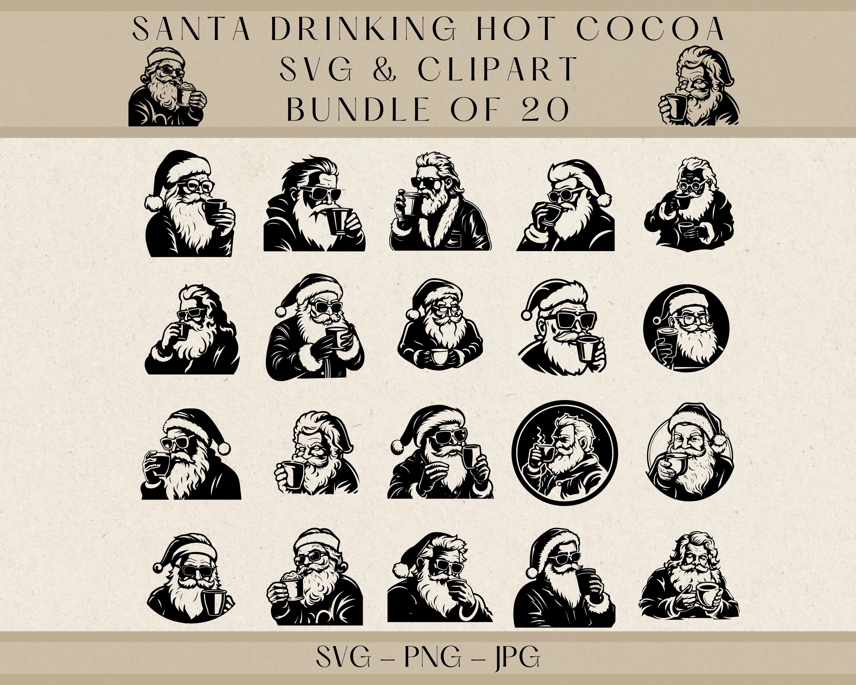 Santa Drinking Hot Cocoa Svg Santa SVG Santa PNG Santa - Etsy