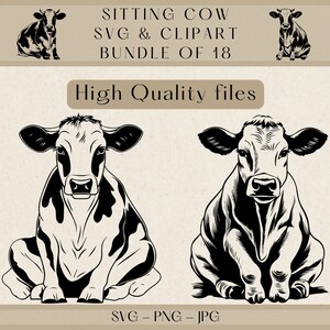 Sitting Cow Svg, Sitting Cow Png, Cow SVG, Cow SVG Bundle, Cow Head Svg ...