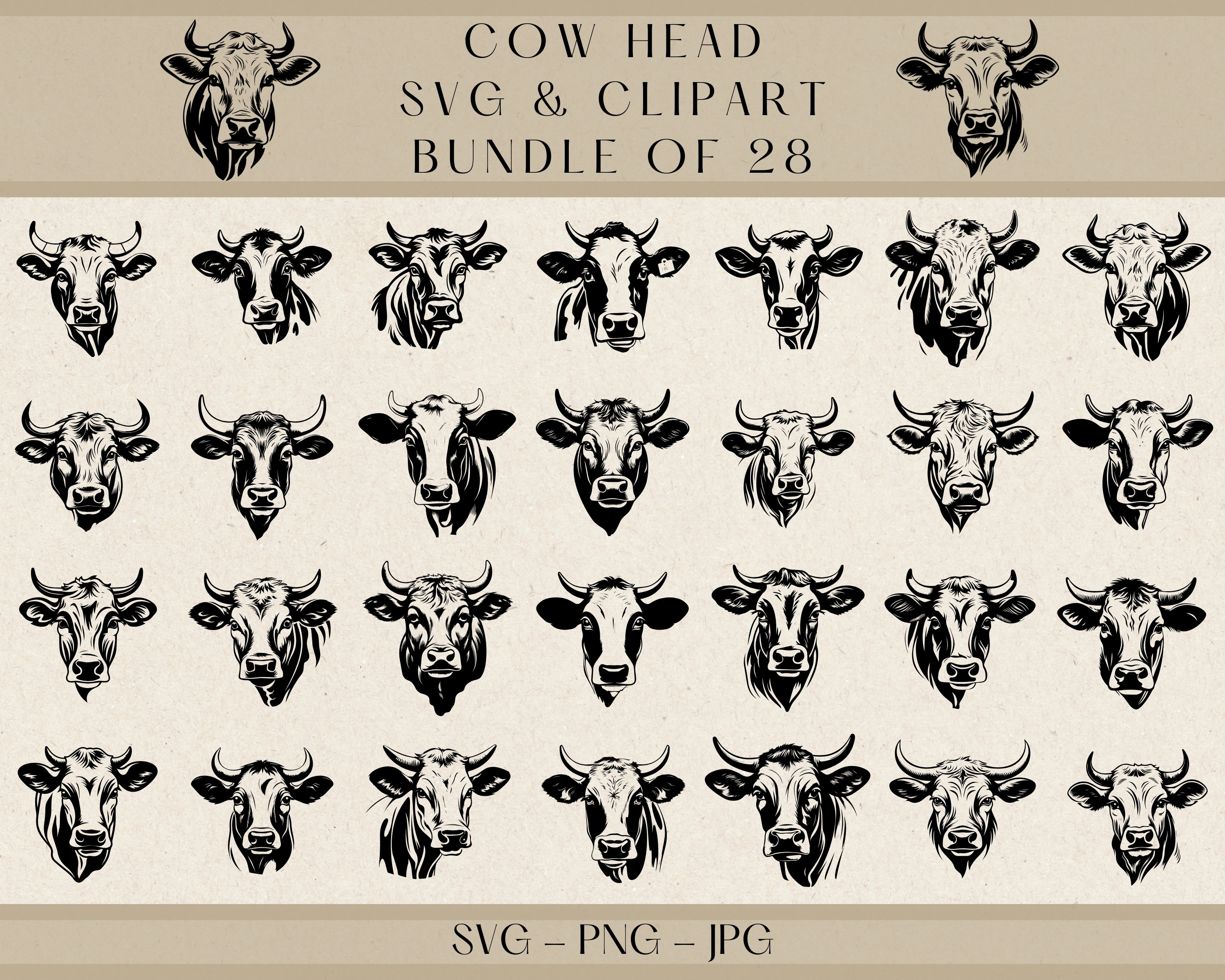 Cow Head Svg, Cow Head Png, Cow Head Clipart, Cow Head Vector, Cow Svg ...