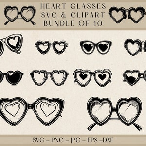 Heart Glasses Svg, Glasses Svg, Heart Svg, Heart Glasses Vector ...