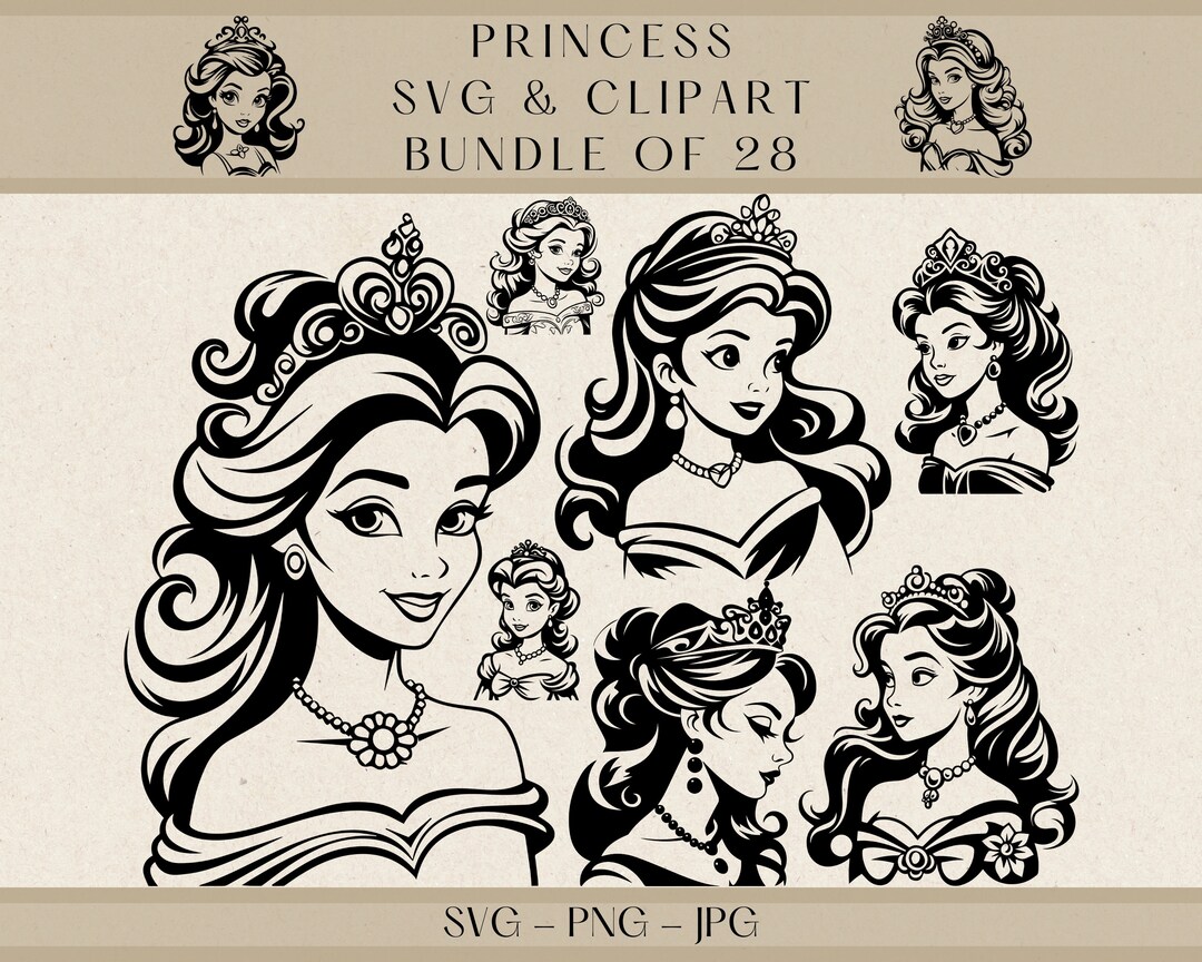 Princess Svg, Princess Clipart, Princess Vector, Princess Png, Princess ...