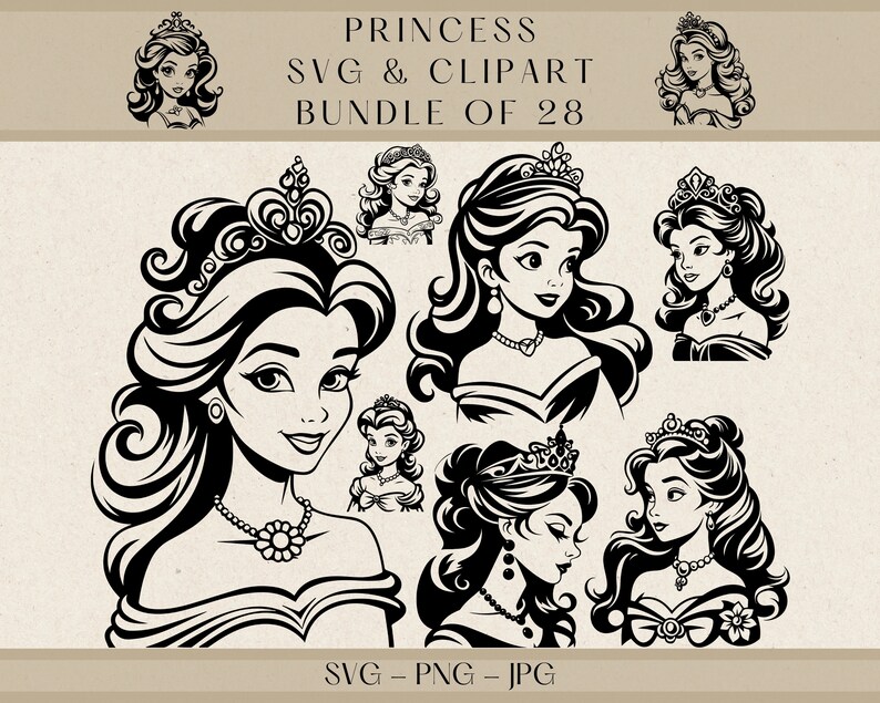 Princess Svg, Princess Clipart, Princess Vector, Princess Png, Princess ...