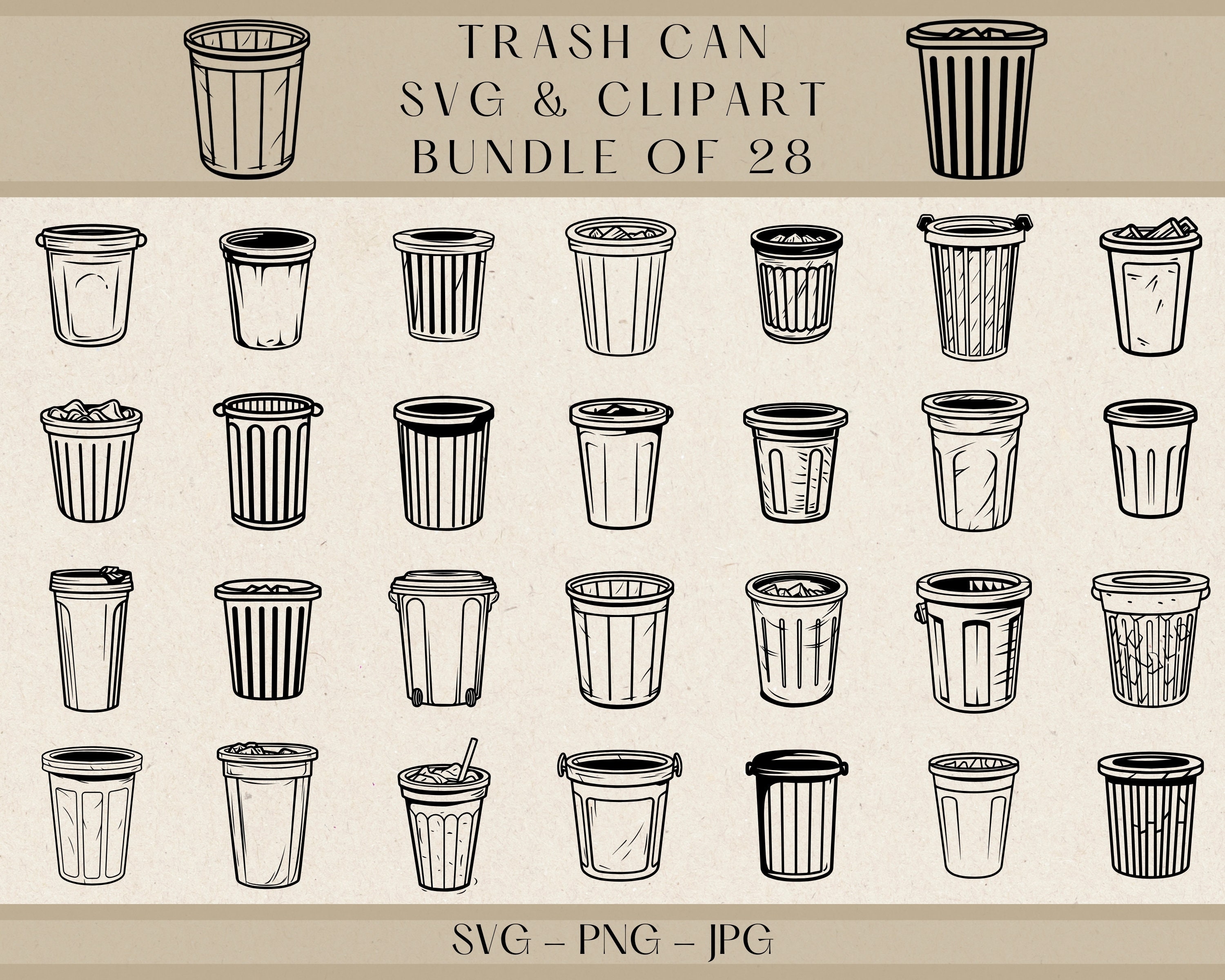 Trash Can Svg, Garbage Bin Svg, Recycle Bin Svg, Rubbish Bin Svg, Trash ...