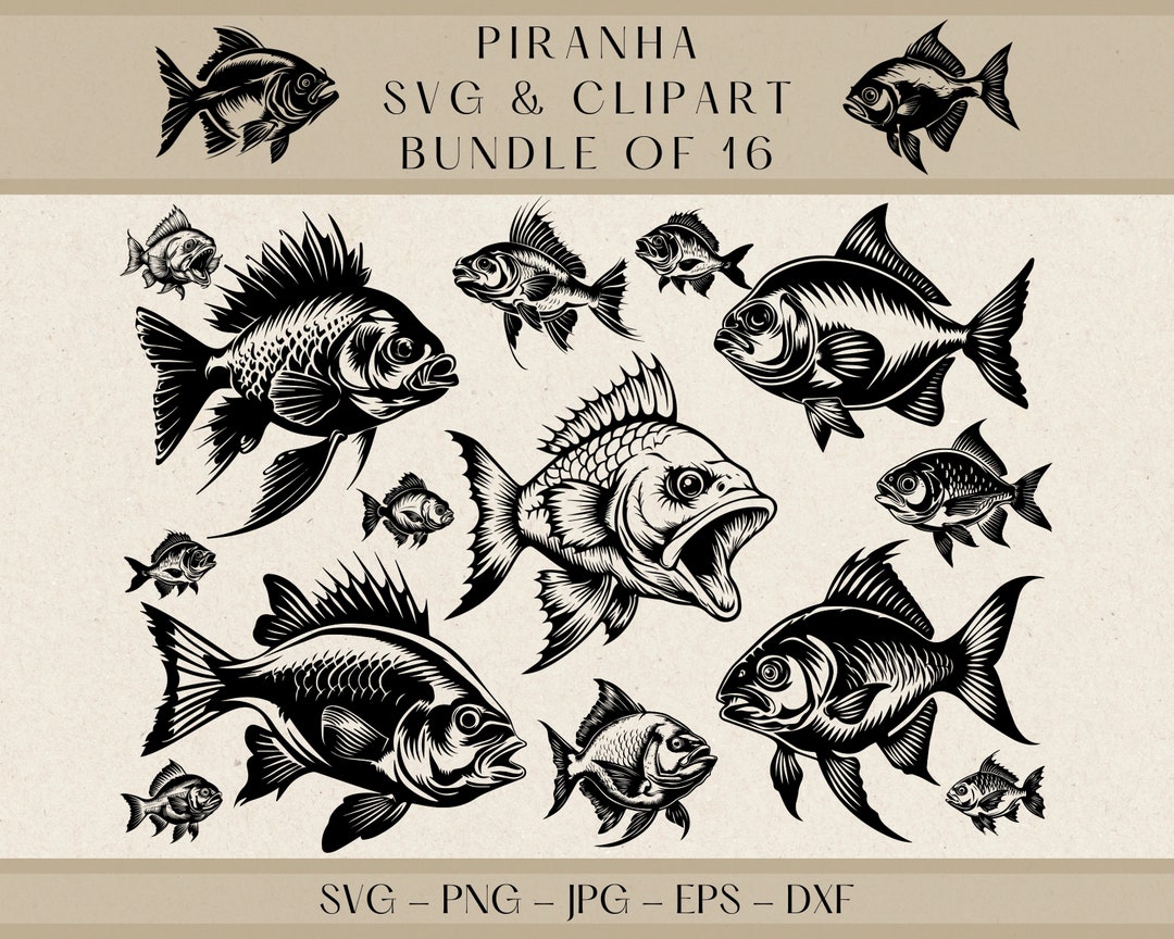 Piranha SVG, Piranha Clipart, Piranha Png, Piranha Vector, Piranha ...