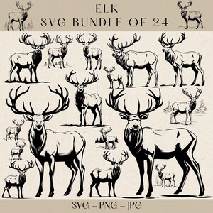 Elk SVG, Elk Vector, Elk Clipart, Elk Png, Deer Vector, Vector Animals ...