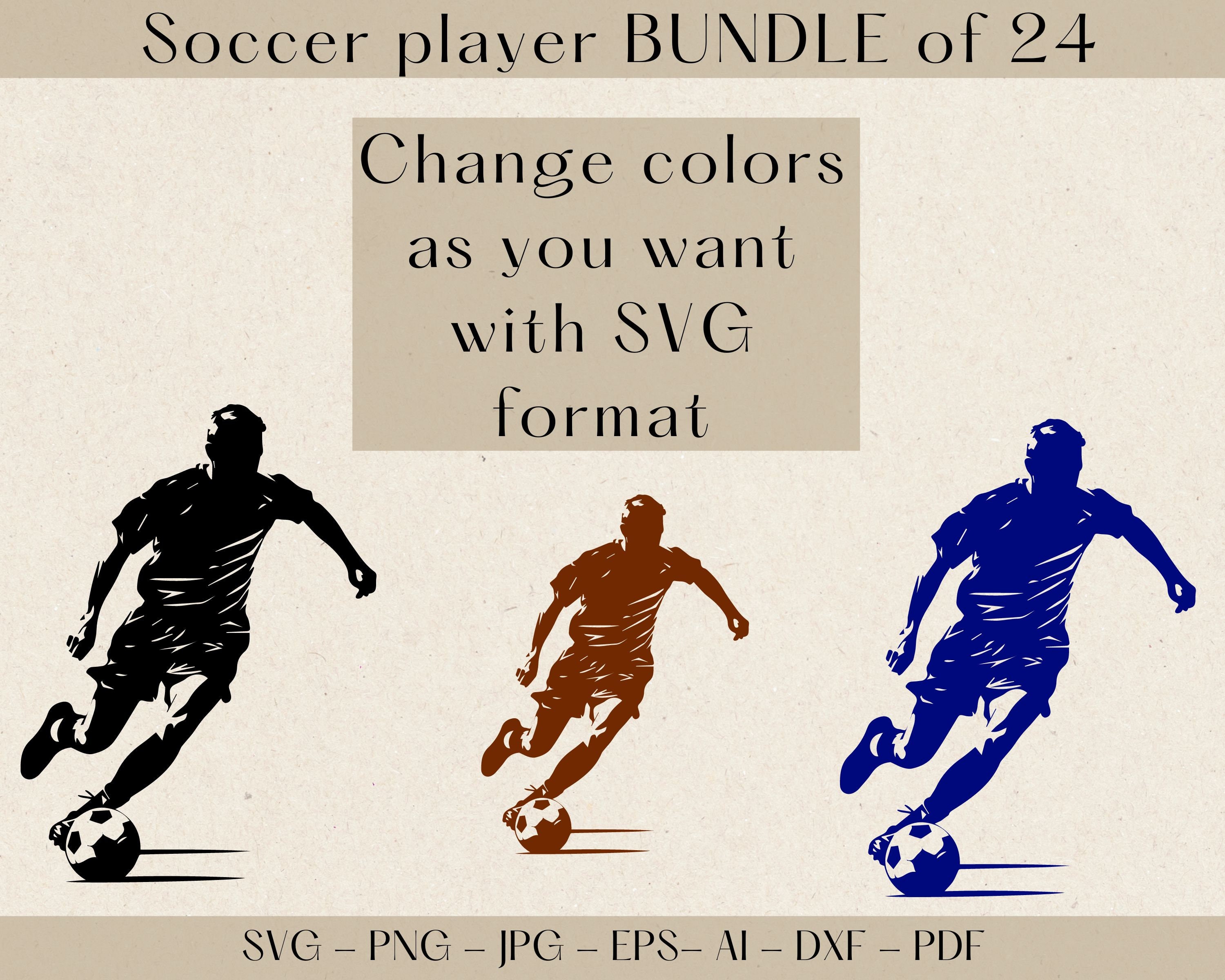 Soccer Player Svg Bundle Soccer Player Svg Soccer Svg - Etsy