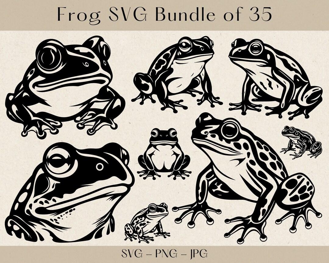 Frog SVG Bundle: 35 Amphibian Clipart Designs (digital Download) - Etsy