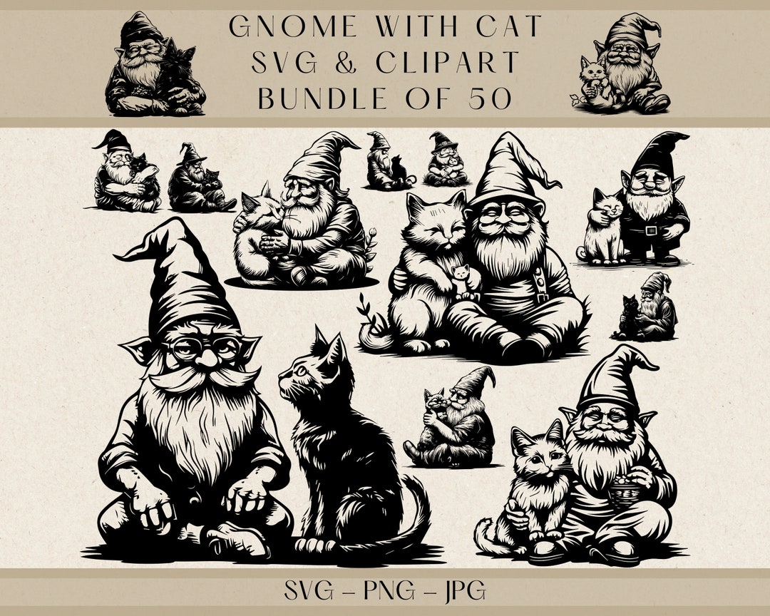 Gnome With Cat Svg, Gnome Svg, Gnome Png, Gnome Jpg, Gnome Clipart ...