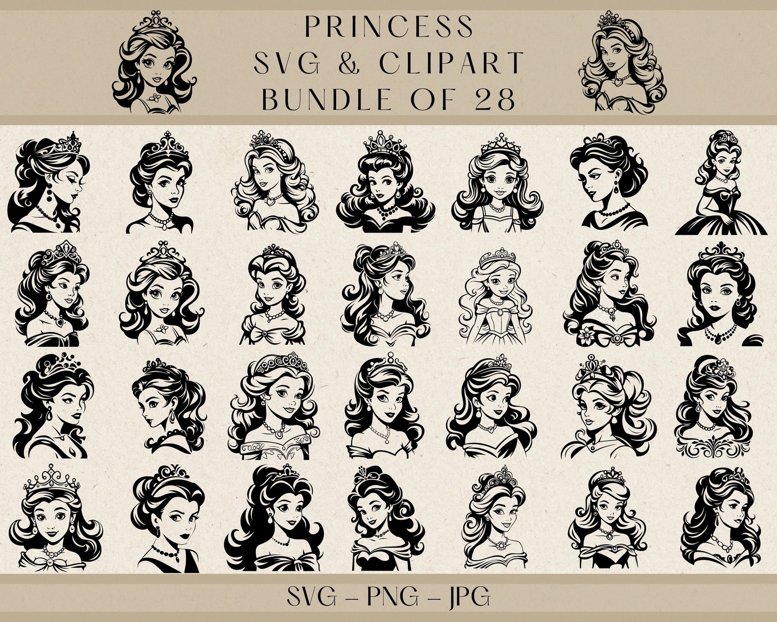 Princess Svg, Princess Clipart, Princess Vector, Princess Png, Princess ...