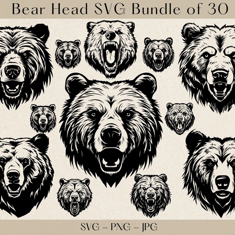 Bear Face Svg - Etsy