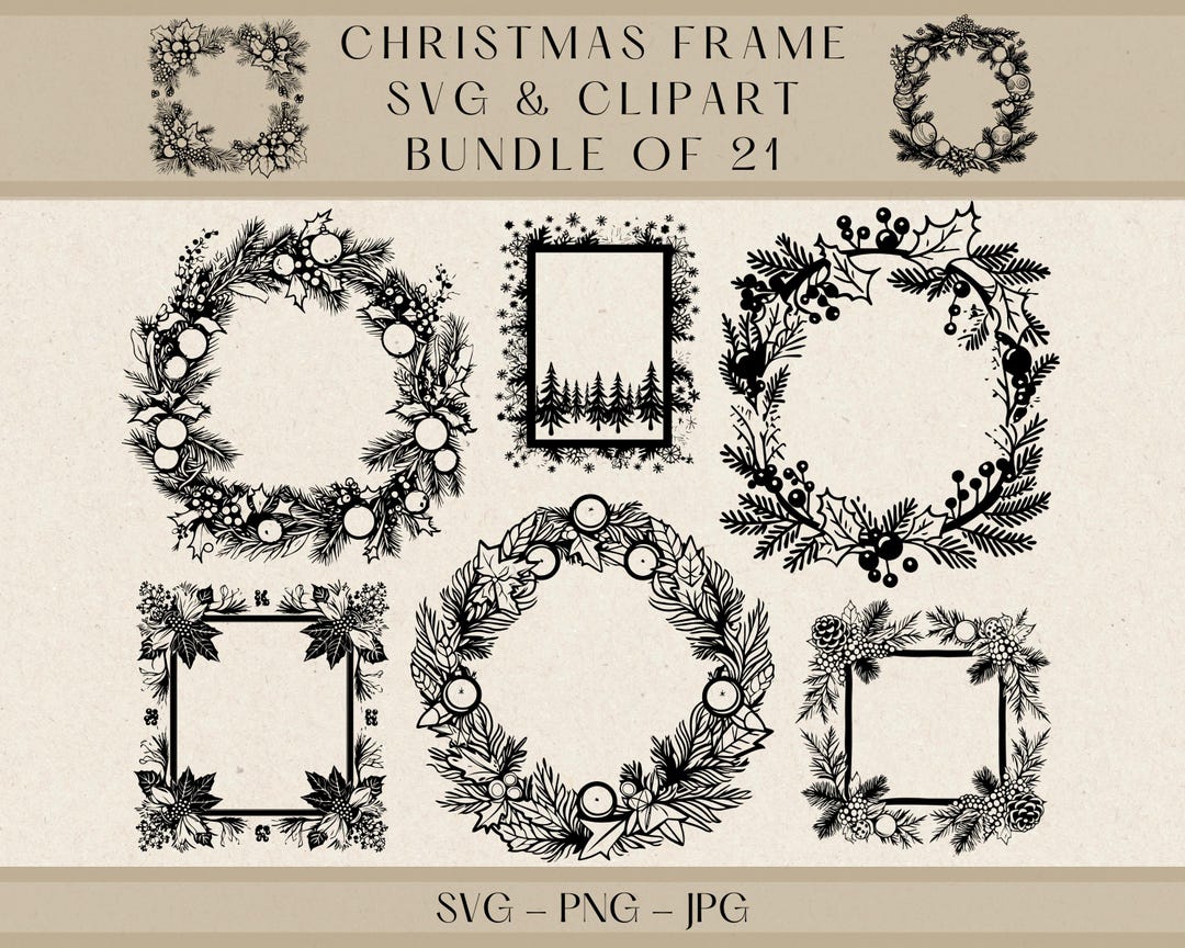 Christmas Frame SVG, Christmas Frame Clipart, Christmas Frame PNG ...