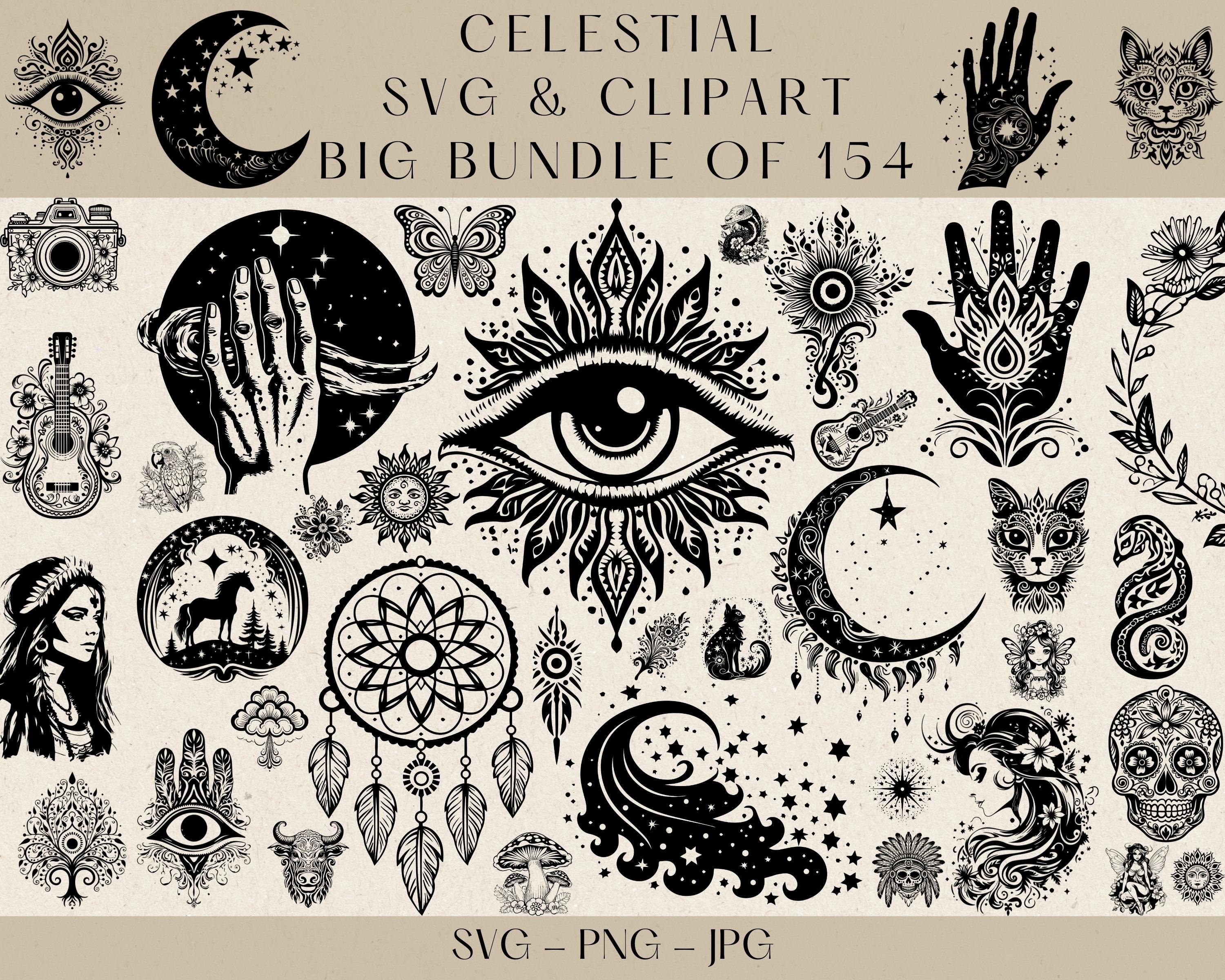 Celestial SVG, Celestial Clipart, Witchy SVG, Boho SVG, Mystical Svg ...