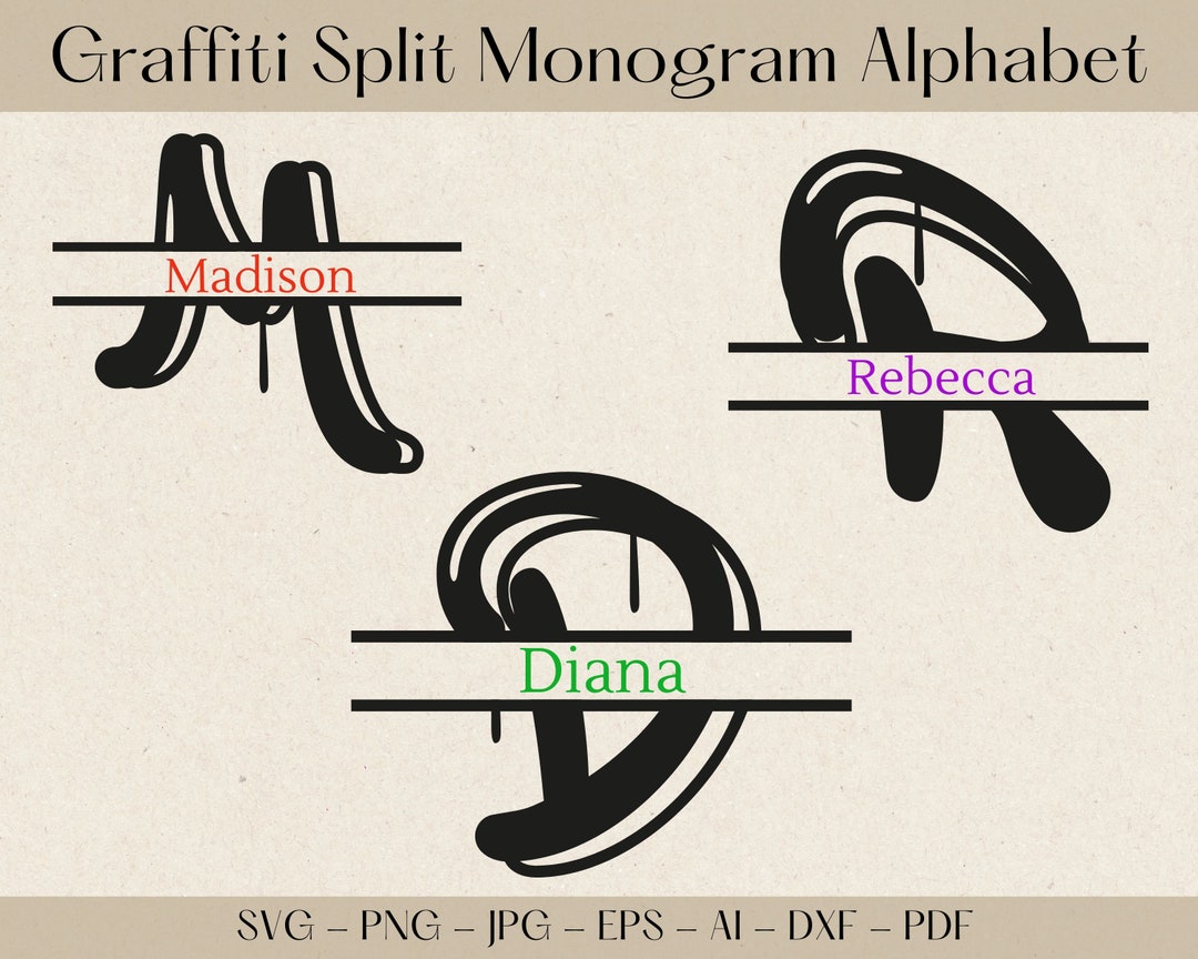 Graffiti Split Monogram Alphabet SVG, Graffiti Split Monogram SVG ...