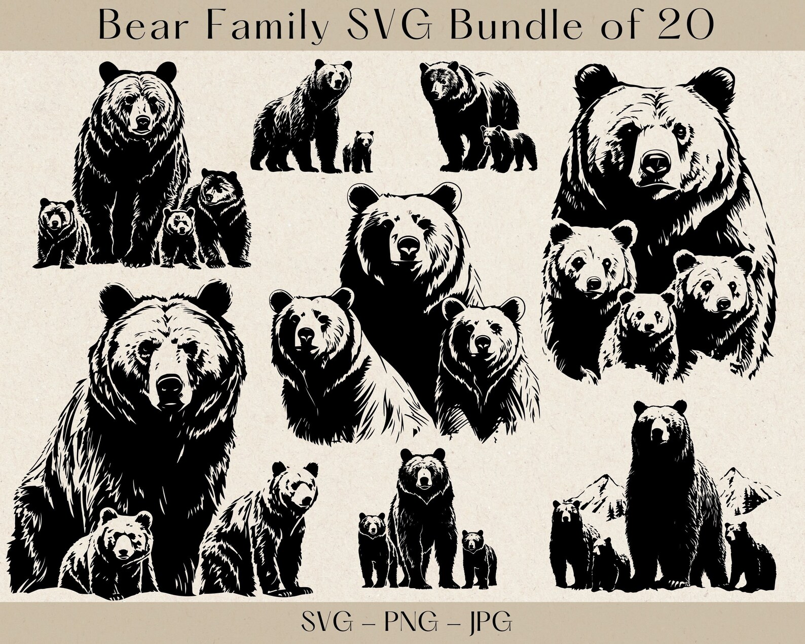 Bear Family SVG Bundle, Bear Family SVG, Bear Family Clipart, Baby Bear ...