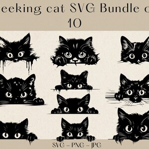Peeking Cat SVG Bundle, Peeking Cat Svg, Cute Cat Svg, Kitten Svg ...