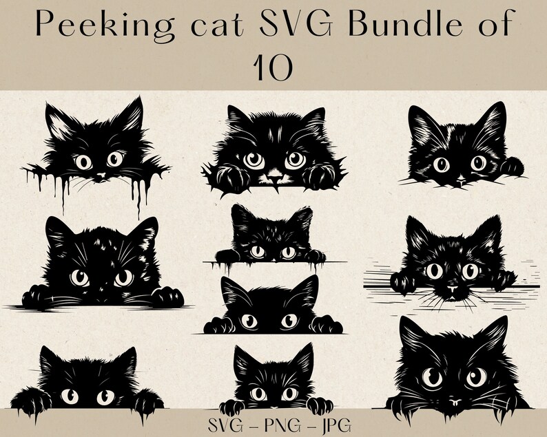 Peeking Cat SVG Bundle Peeking Cat Svg Cute Cat Svg Kitten - Etsy