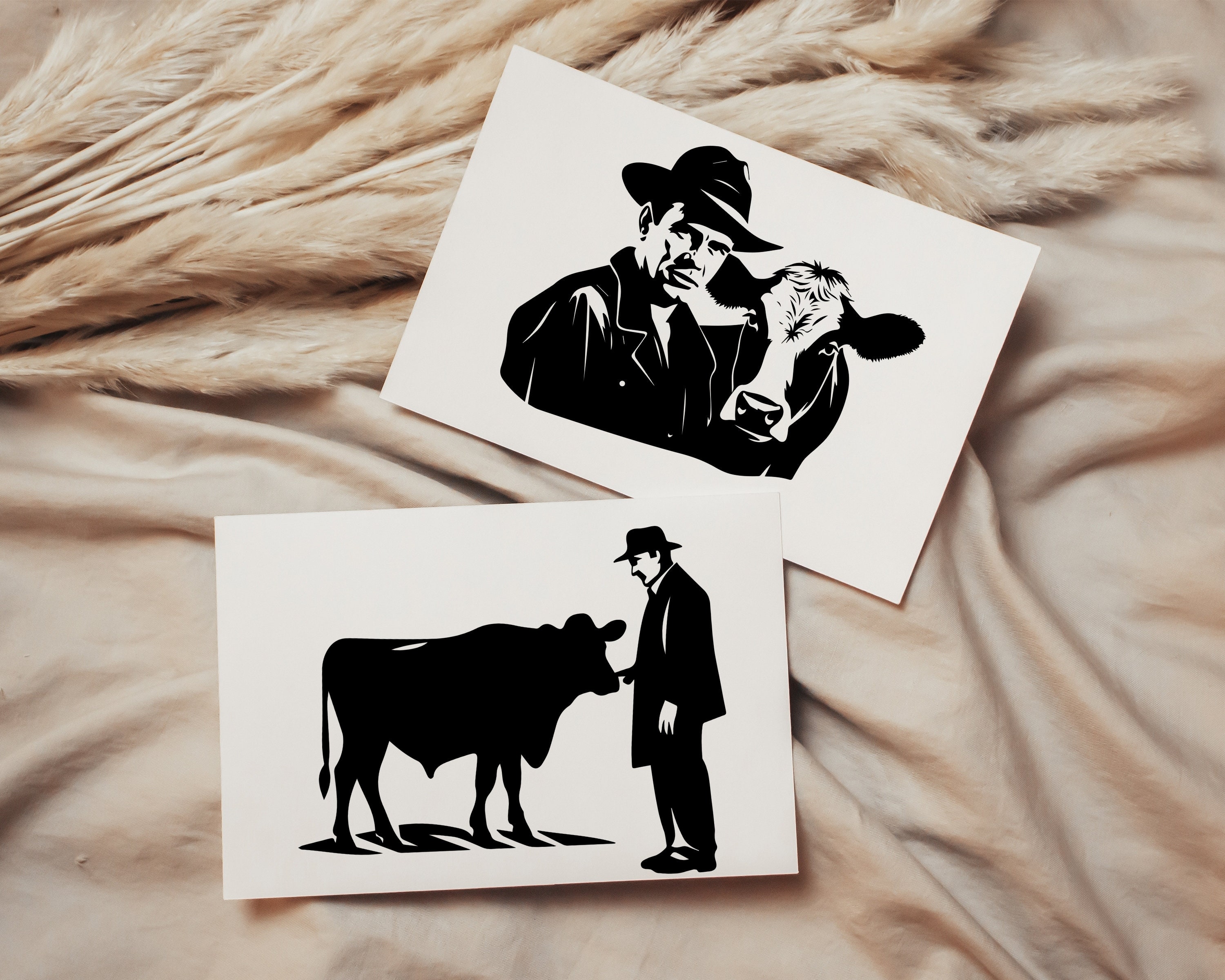 Cow With Farmer Svg, Cow Svg, Cow Png, Cow Clipart, Cow Vector, Cow ...